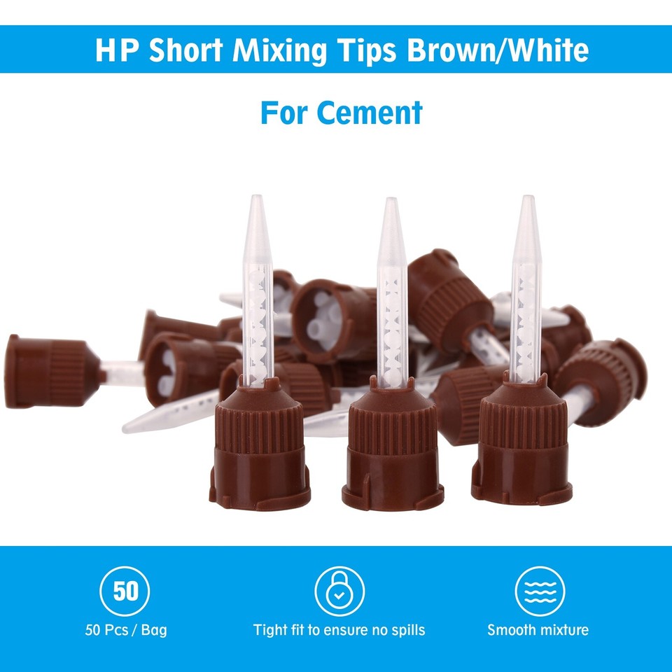 Dental HP Mixing Tips For Temporary Cement Material Brown/White (Short ...