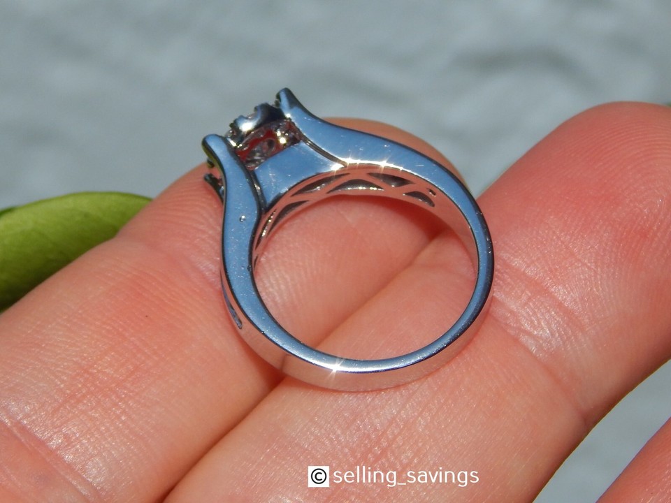 14K WHITE GOLD EFFY DIAMOND BOUQUET HIGH SETTING RING " GRAND SPARKLE ...