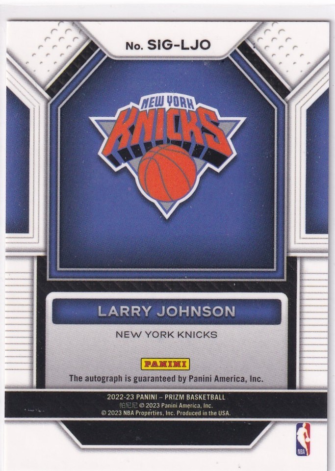 Panini 2022-23 Prizm NBA Basketball No. SIG-LJO Larry Johnson Auto ...