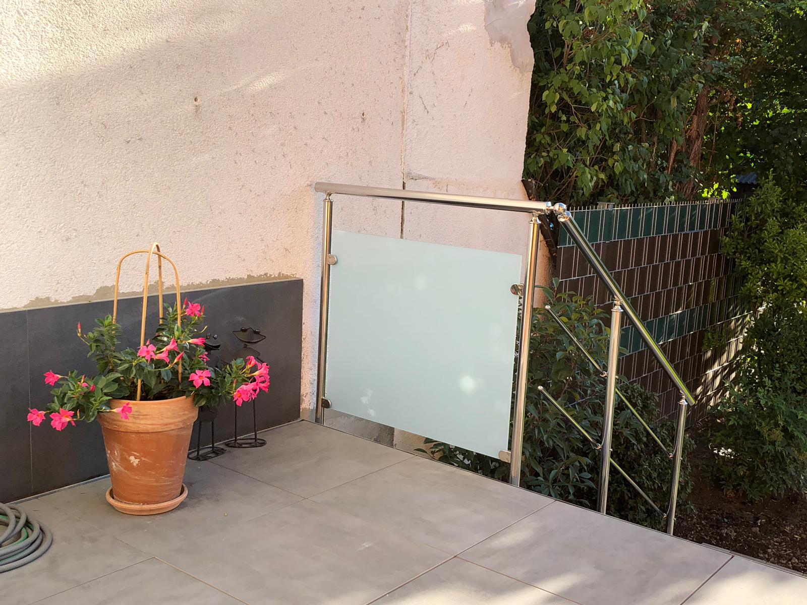 Edelstahlgeländer Balkongeländer,VSG-Milchglas ,Balkongeländer, | eBay.de