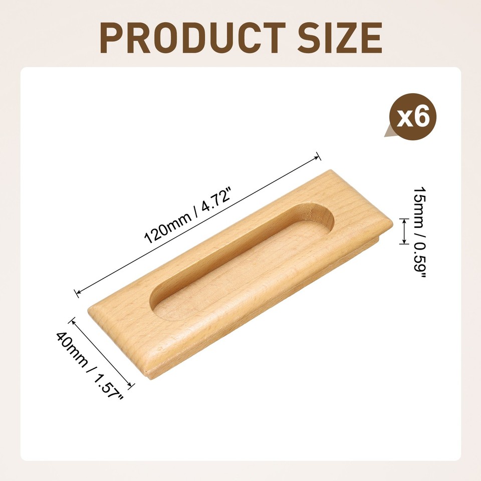 4pcs Wood Recessed Concealed Handle 4.72"x1.57"x0.59" Painted Pulls ...