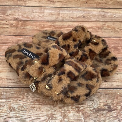 Bebe Fanny Womens Faux Fur Footbed Slide Sandals size 7 | eBay