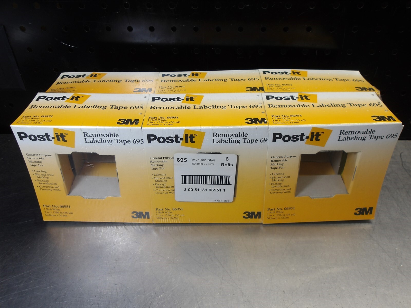 6 Rolls of NEW! 3M Post-It 695 2" x 36yd Removable White Labeling Tape ...