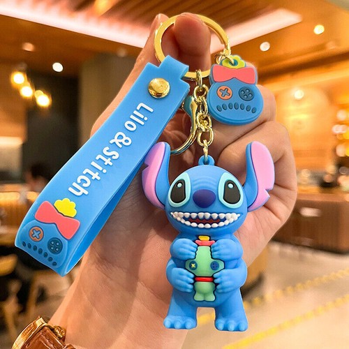 Lilo & Stitch 3D Cartoon Keychains Cute PVC Pendants Keyrings Boys ...