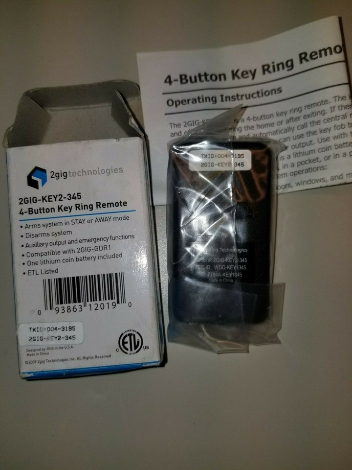 2GIG-KEY2-345 4 Button Key Ring Remote Fob (Key2) 93863120190| eBay