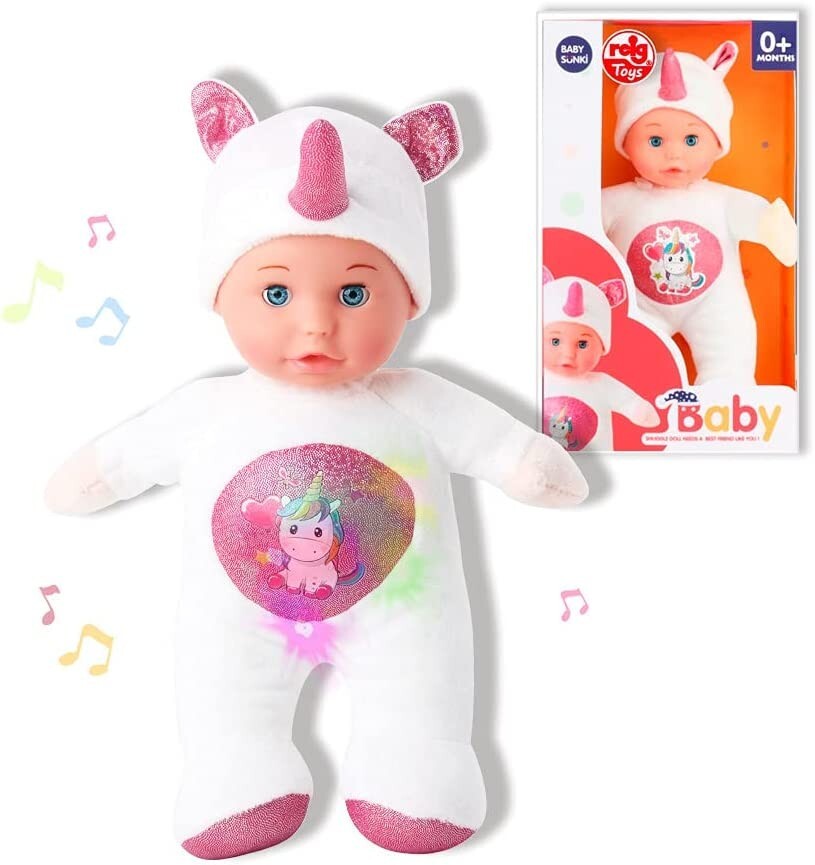 Baby Sunki Puppe 30cm Einhorn Weiß Ninnananna Geräusche Im Ovp Kinder ...