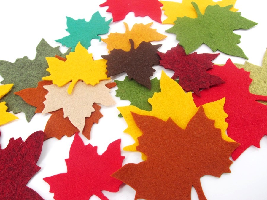 25 Assorted Autumn Leaf Wool Blend Felt Die Cuts | eBay