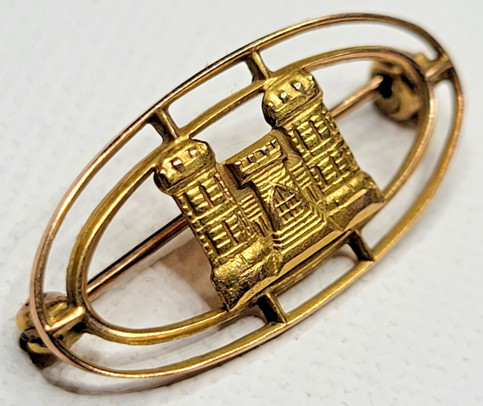 Vintage 10K Yellow Gold US ARMY CORPS OF ENGINEERS Castle Insignia Pin ...