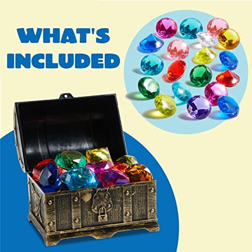 Diving Gems Pool Toys, 16 Big Colorful Diamond with Pirate Treasure ...