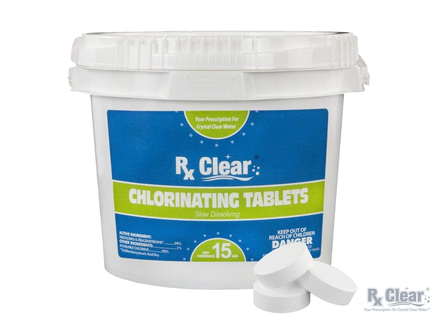 Rx Clear 3" Dissolving Stabilized Chlorine Swimming Pool Tablets ...