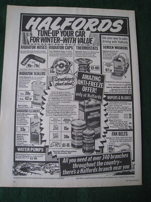 HALFORDS TUNE-UP YOUR CAR FOR WINTER RADIATOR SCREEN WASH ADVERT A4 ...