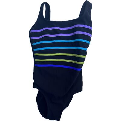 Inches Away Striped Slimming Swimsuit Size 10 | eBay