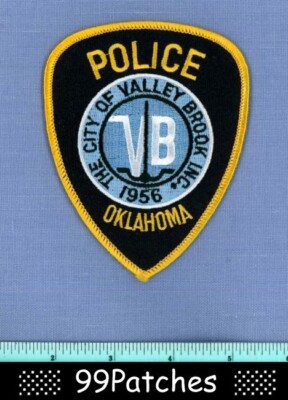 VALLEY BROOK OKLAHOMA Police Shoulder Patch 'VB' TOWN LOGO 3A | eBay