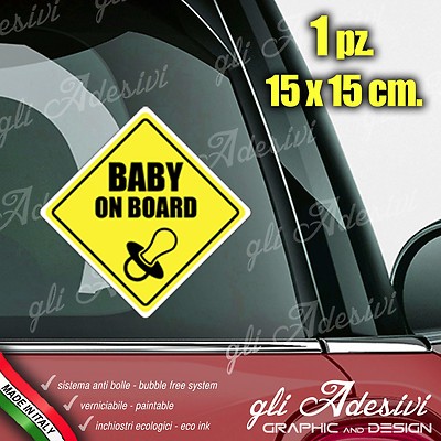 Sticker Auto Motorcycle Camper BABY ON BOARD sign on board Pacifier | eBay