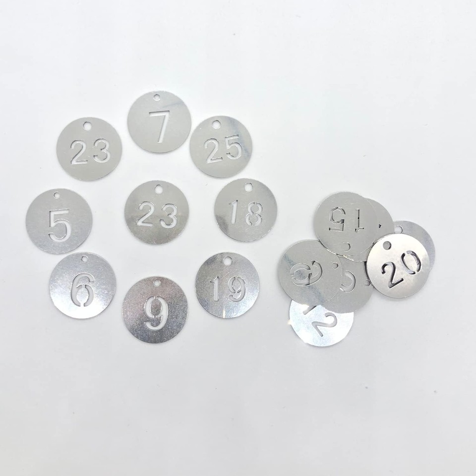 Stainless Steel Numbered Tags, Round Metal Key Tags ID 0.9 inch, Silver ...