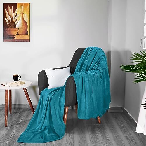 Fleece Blanket Queen Size Turquoise 300GSM Luxury Bed Blanket Anti ...