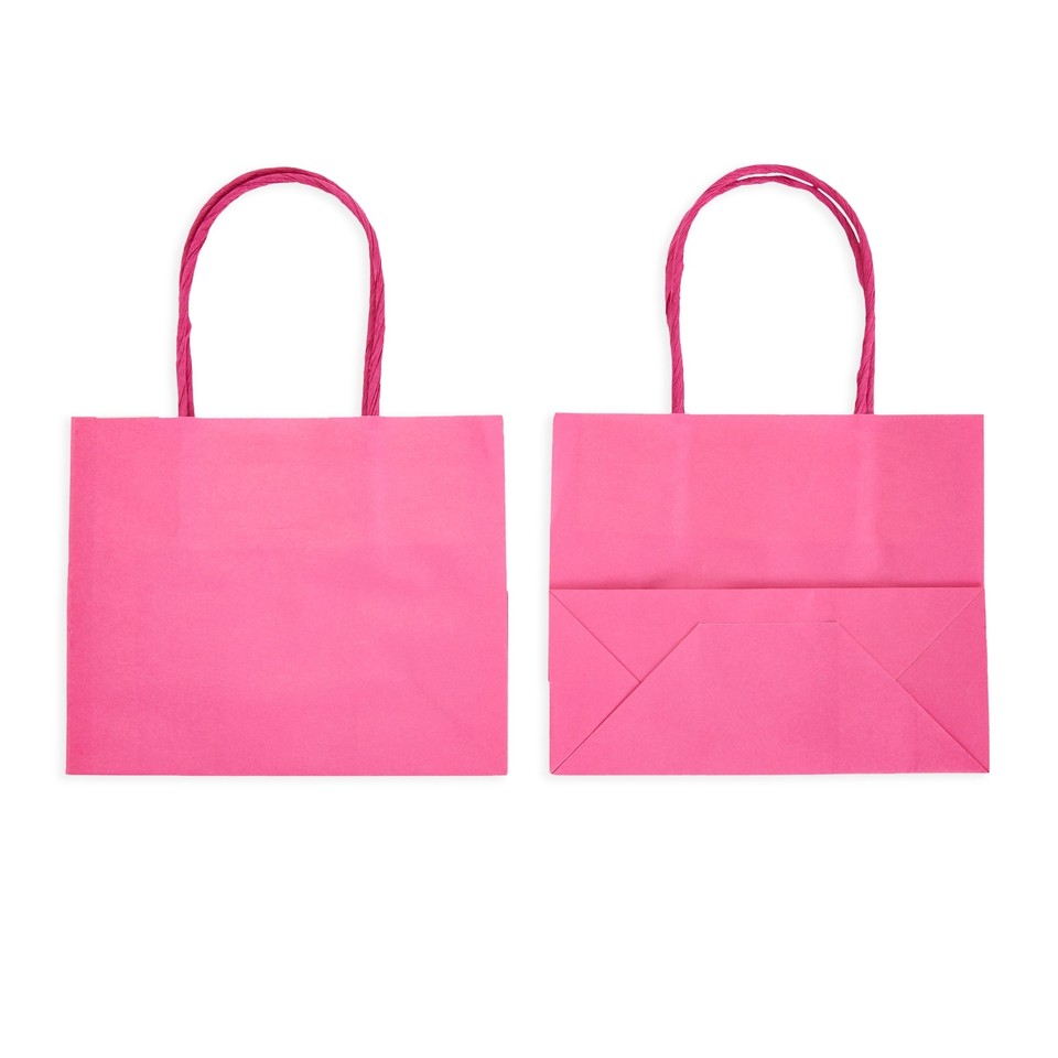 50 Pack Mini Pink Gift Bags with Handles, Bulk Kraft Party Favor Bags ...