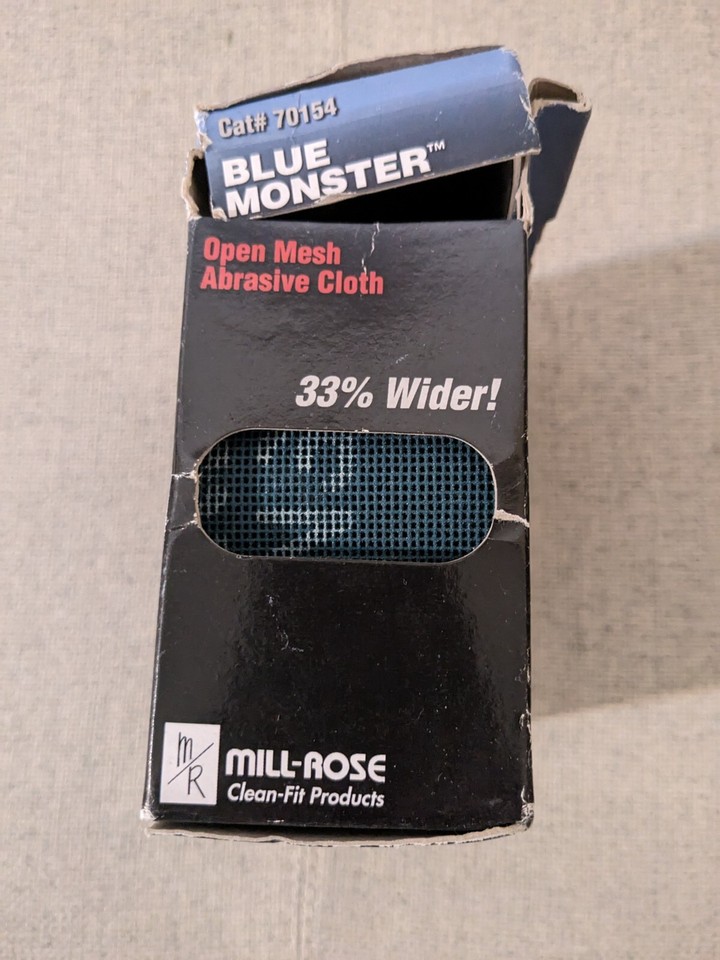 NEW MILL-ROSE BLUE MONSTER OPEN MESH ABRASIVE CLOTH ROLL 2" X 10 Yds ...