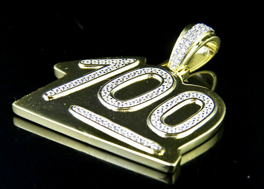 Men's 14K Yellow Gold Plated 0.50 Ct Moissanite Number "100" Pendant 1. ...