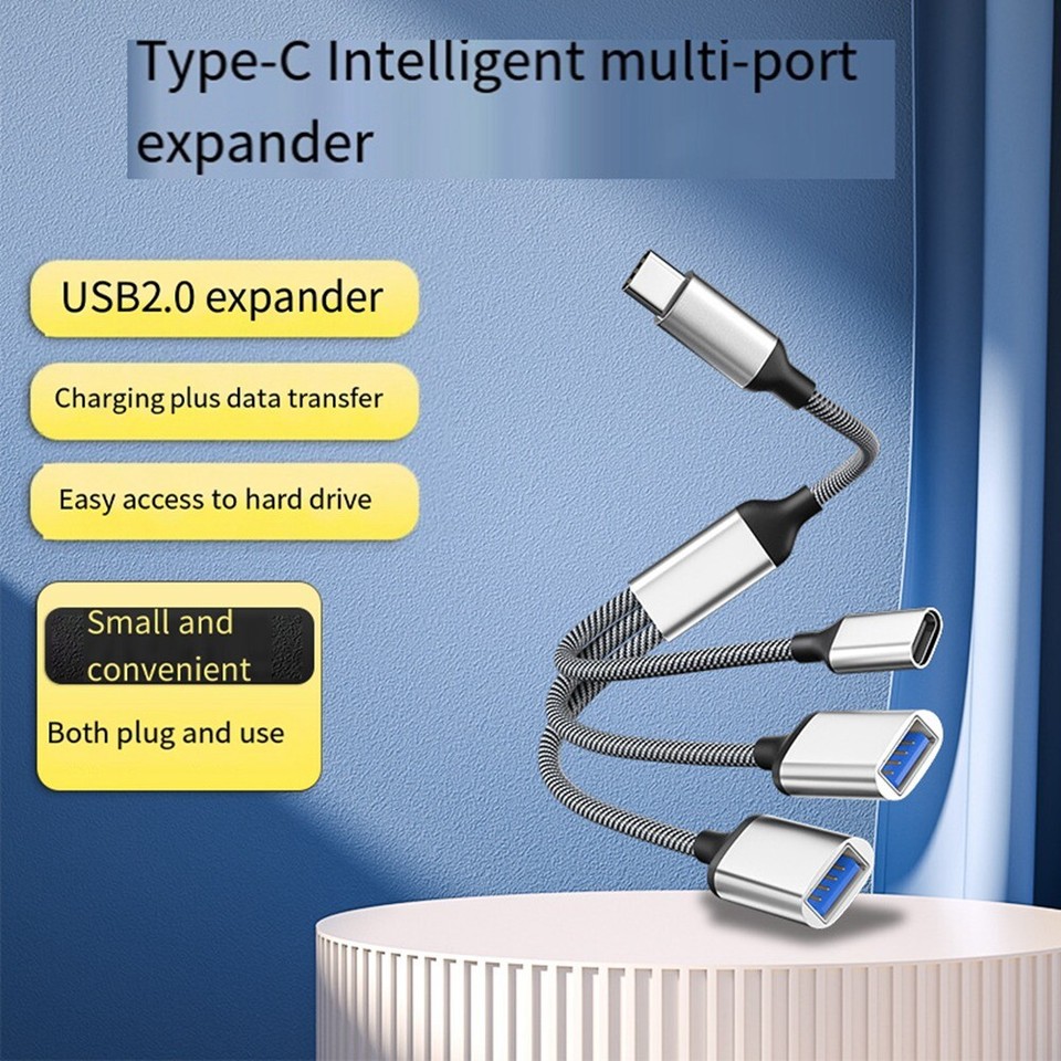 1X(USB-Splitterkabel, Datenstrom-Split-Adapter, USB-C-OTG-Kabel ...
