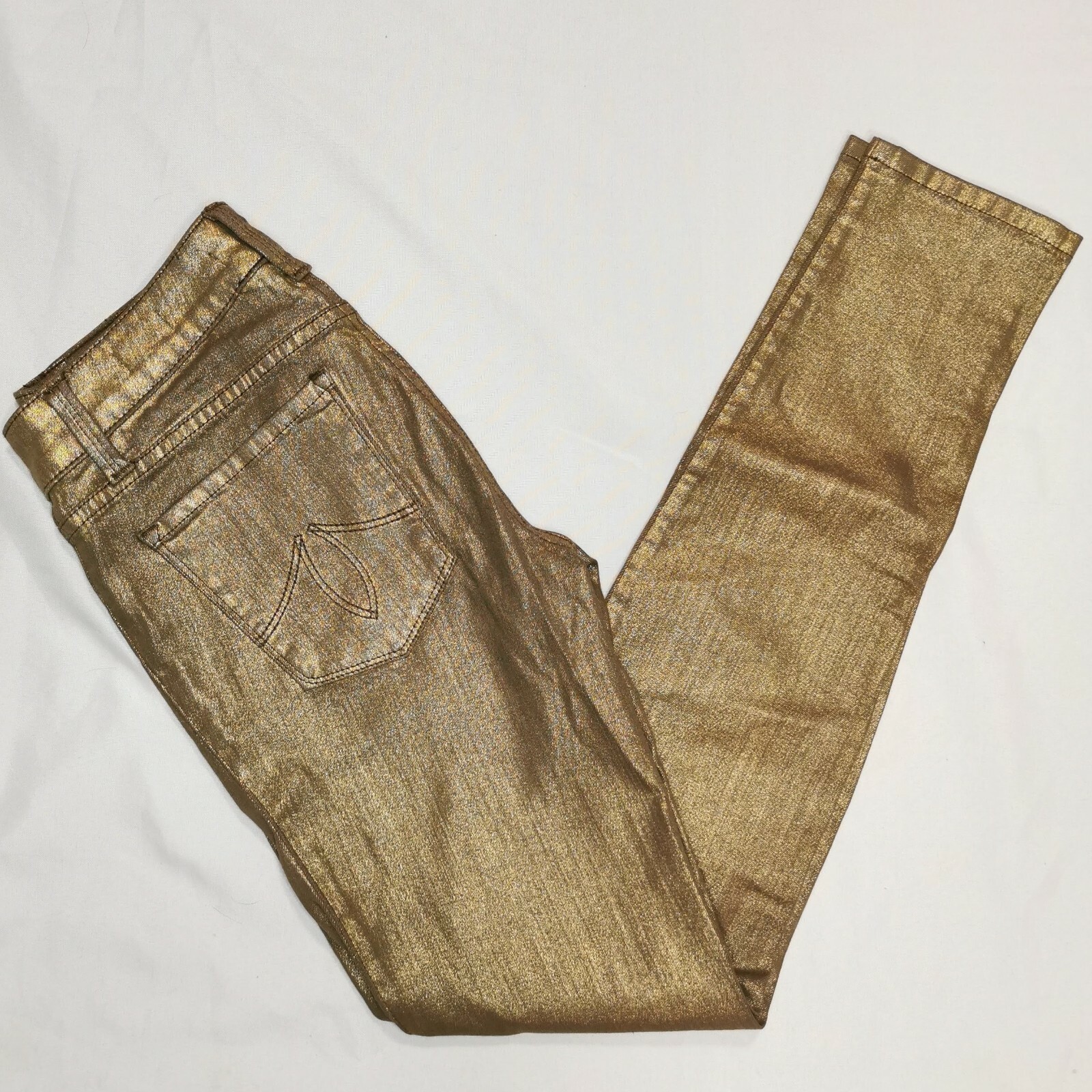 Level 99 Janice Ultra Skinny Gold Shimmer Coated Jean… - Gem