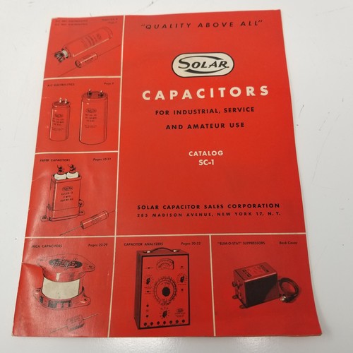 Solar Capacitors Catalog 1947 SC-1 Eelctrolytics Tom Thumb Elim-O-Stat ...