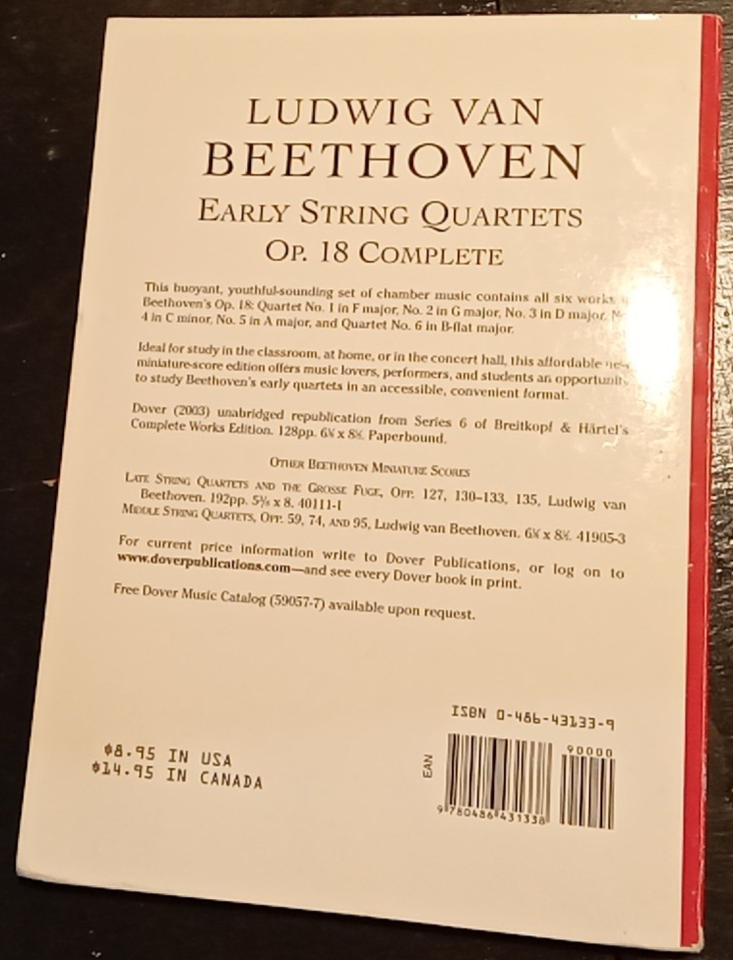 Dover Miniature Music Scores - Ludwig Van Beethoven Early String ...