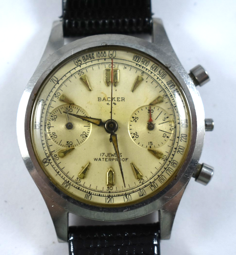 Vintage Backer Landeron 48 Chronograph Watch w/Clamshell Bucherer Case ...
