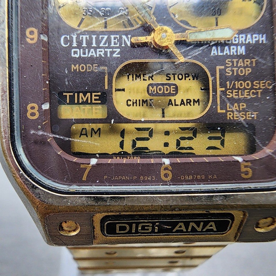 Citizen Robot Space Watch Men 33mm Analog Digital Gold Tone Rectangle ...