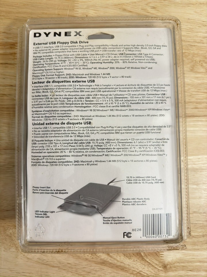 Dynex External USB 3.5" Floppy Disk Drive *NEW SEALED DX-EF101 | eBay