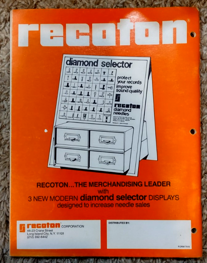 Recoton, 18th Edition, Phonograph Needle Catalog, The Diamond Selector ...