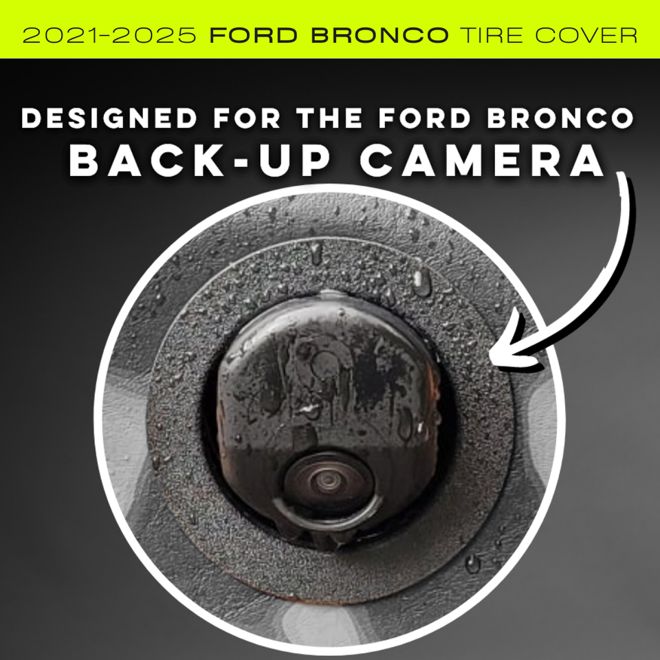 35" FORD BRONCO Spare Tire Cover with BACKUP CAMERA CARBONIZED GRAY ...