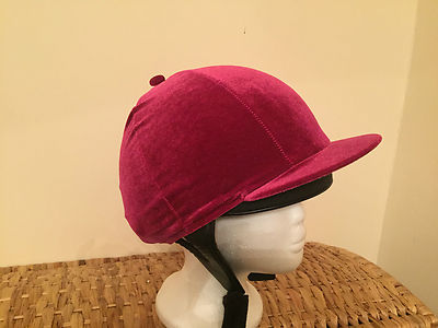 Riding Hat Silk Cover Equestrian Competition Velvet Velour Event Cerise ...