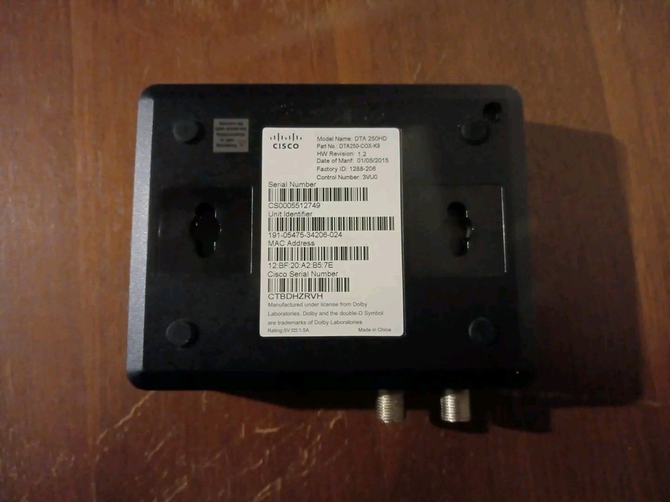 Cox/ Cisco Mini TV Box Adapter DTA 250HD No Power Cord Or Remote. As Is ...