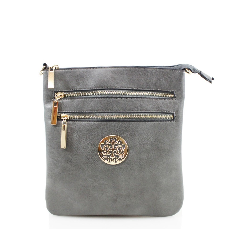 Ladies Double Zip Cross Body Messenger Bag Women Shoulder GIrls Side ...