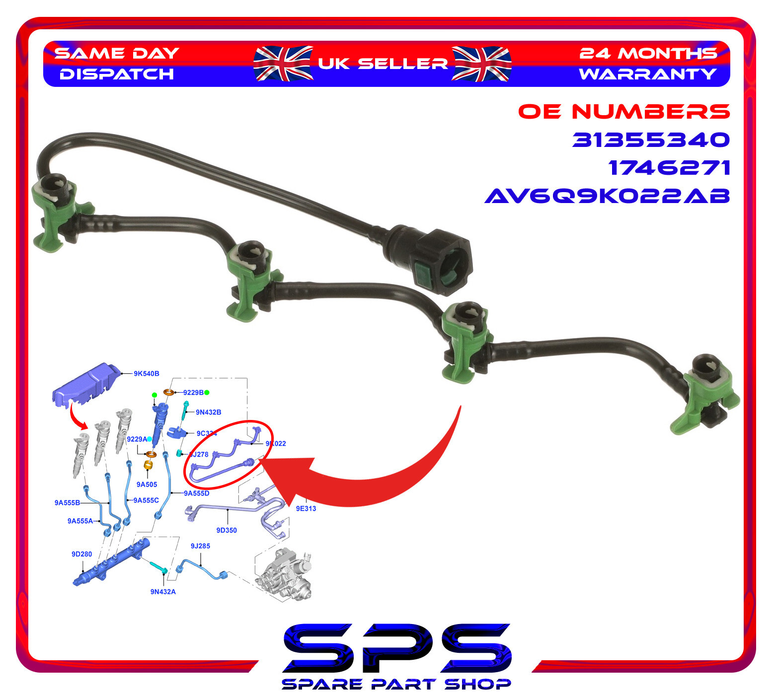 Injector Leak-Off Return Pipe For Volvo C30 S40 S60 S80 V40 V50 V60 V70 ...
