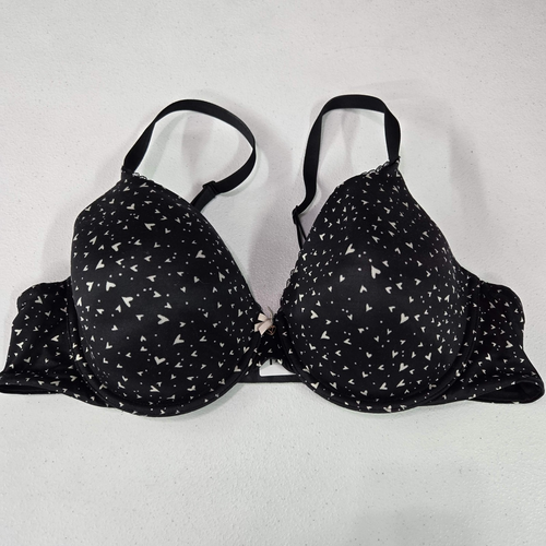 Victoria's Secret Women Bra 38C Black Hearts AOP Body By Lined Perfect ...