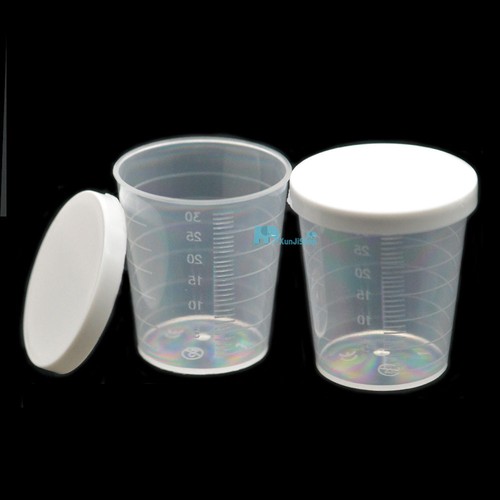 30ml Plastic Measure Graduate Cups Lab Supplies Container Liquid With ...