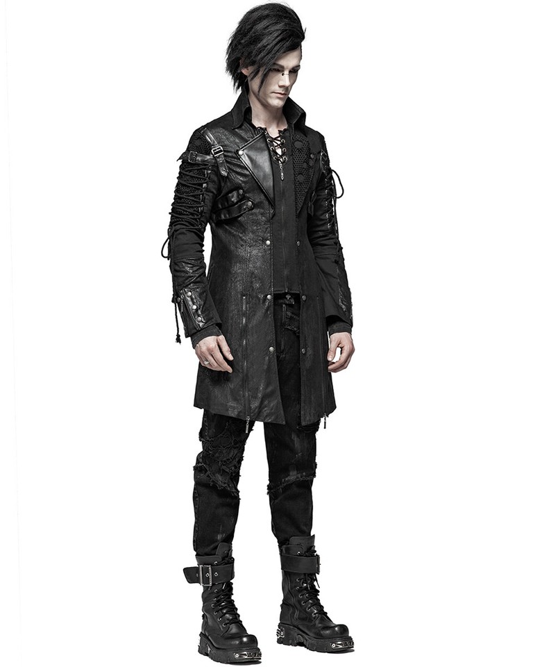 Punk Rave Mens Gothic Poison Jacket Coat Black Faux Leather Steampunk ...