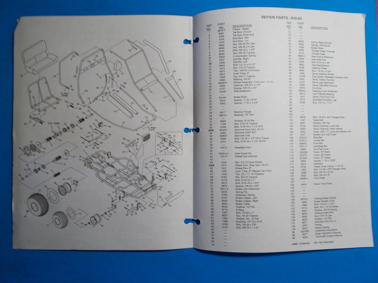1999 MANCO MACHINE OFFROAD VEHICLE MODEL 810-03 OPERATORS MANUAL ...