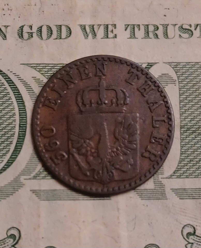 1860 Germany One 1 Pfennig Copper Coin Nice Condition | eBay