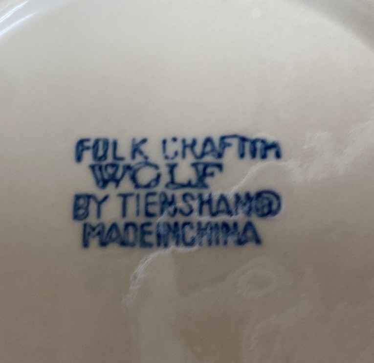 Lot of 4 Vintage Tienshan Folk Craft Blue Wolf Country Sponge Cereal ...