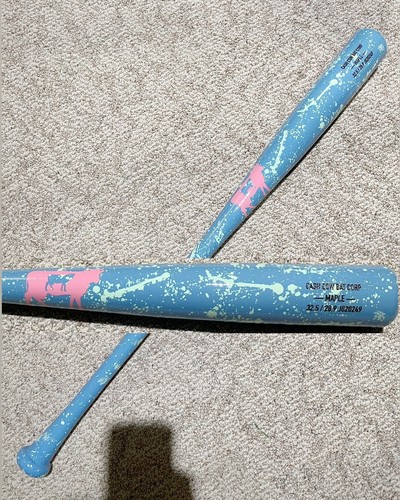 Maple Wood Baseball Bat 32.5in 28.9oz. Powder Blue / Mint Splatter ...