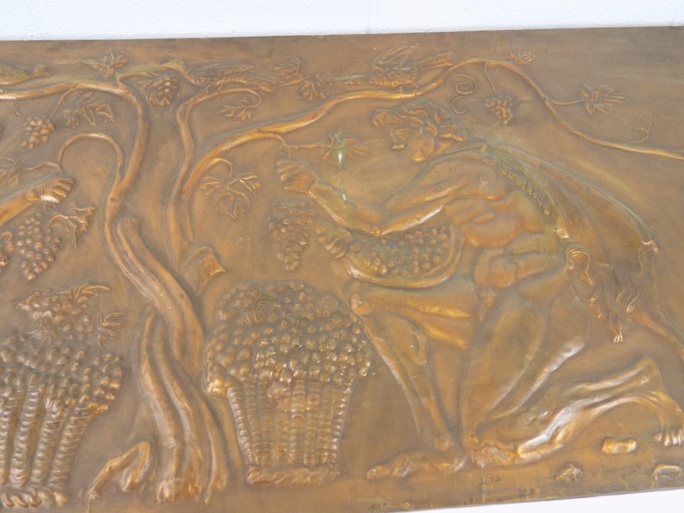 Lrg Copper Relief Greek Roman Repousse Hand Crafted 59" Fireplace ...