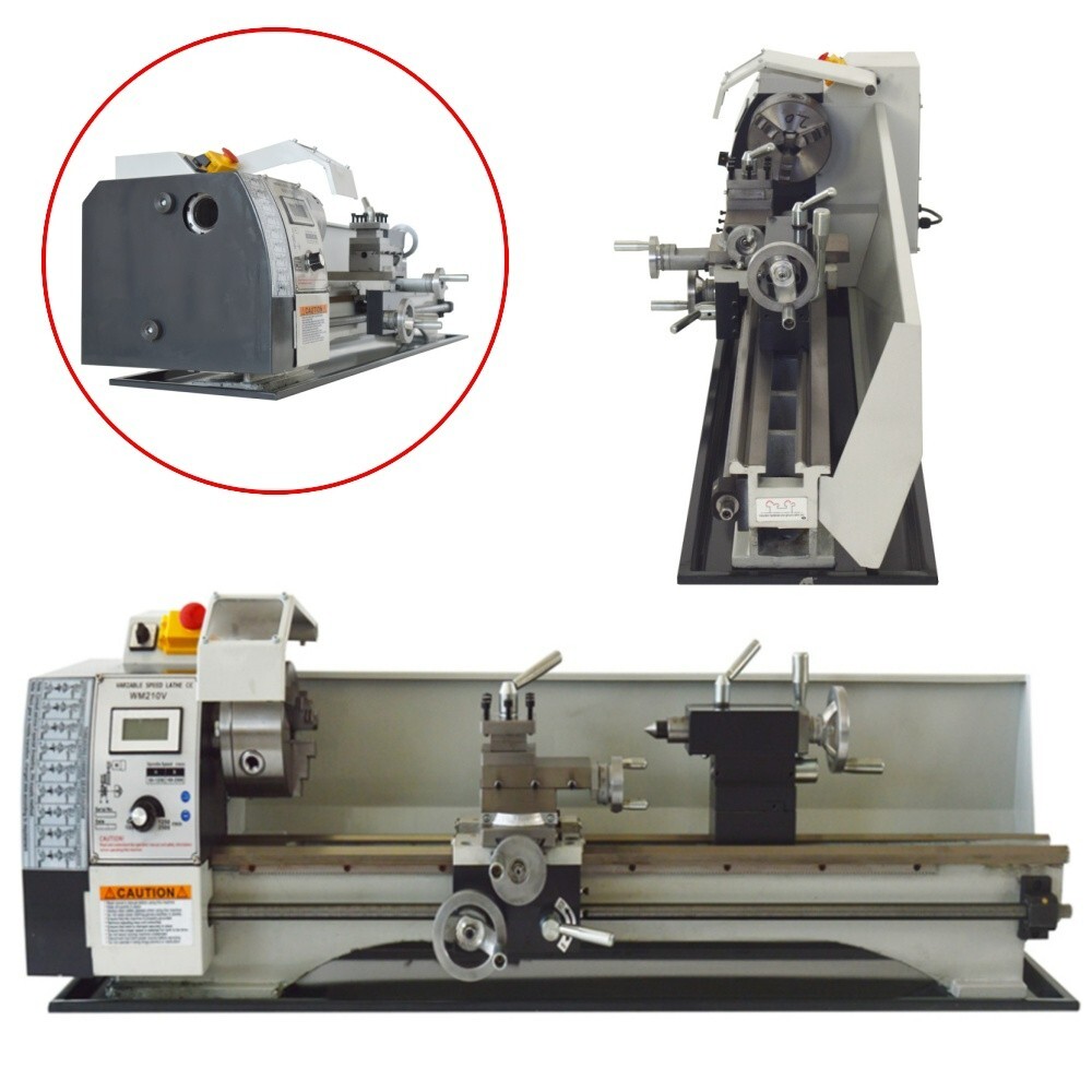 110V 1100W Benchtop Precision Lathe Brushless Motor Lathe MT5 Metal ...