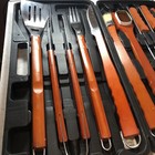 Chefmaster BBQ Tool Set Grill Camping Picnic Cooking WOODEN 19Pc with ...