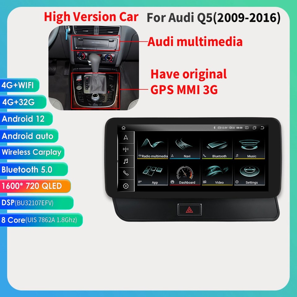 10.33" Screen For Audi Q5 MMI 2009-2016 Android WIFI Carplay Car Stereo ...