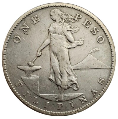 1908 Philippines One Peso 80% SILVER Coin - U.S ADMINISTRATION # 0397 ...