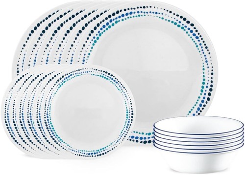 Corelle Ocean Blues Dinnerware Set, 18 piece, 6 x 26cm Dinner Plate, 6 ...