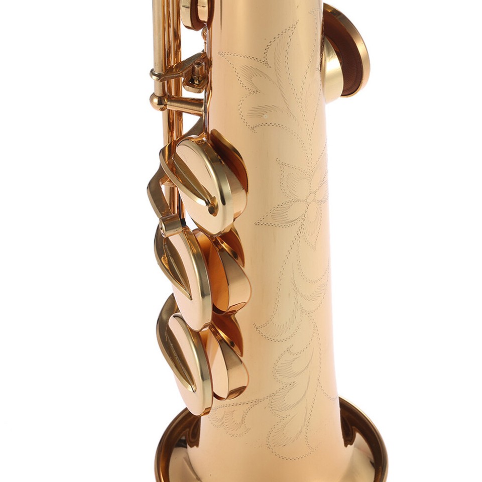 Professional Brass Straight Soprano Saxophone Bb B Flat Sax with Carry ...